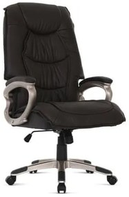 Autronic Kancelářská židle Kancelářská židle, tmavě hnedá kůže, plast v barvě champagne, kolečka pro tvrdé podlahy (KA-Y293 BR)