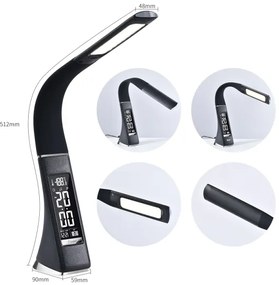 Immax 08947L- LED Stmívatelná stolní lampa s displejem LEATHER LED/7W/230V černá