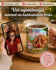 Srdcem darované Veselý hrneček pro kamarádky/kamarády/partu - na přání 3D ilustrace