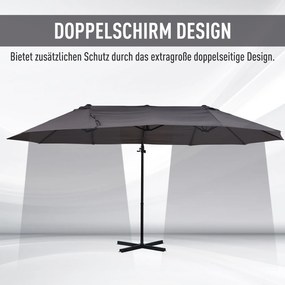 Outsunny dvojitý slunečník konzolový slunečník s kličkou Nastavitelný zahradní slunečník Slunečník kovový Tmavě šedá 440 x 270 x 250 cm | Aosom