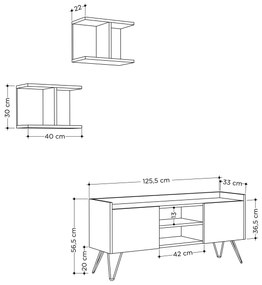 ASIR Televizní stolek KLAPPE bílá dub