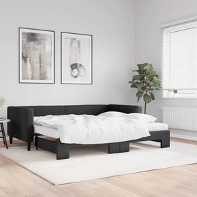 Válenda s přistýlkou a matracemi černá 90 x 190 cm textil 3196608