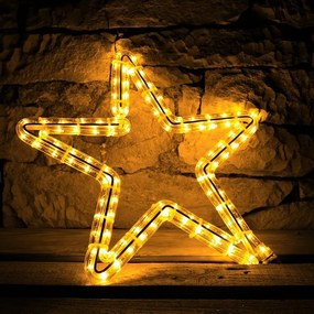 Easy Fix 2D LED světelná hvězda XII., Ø 45 cm, teple bílá, závěsná, bílý kabel, hliník