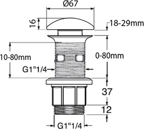 Sapho uzavíratelná výpust pro umyvadla BLOK Click Clack zátka tmavý kámen 2401-911 Koupelny Bernold