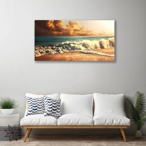 Obraz na plátně Oceán Pláž Vlny Krajina 140x70 cm