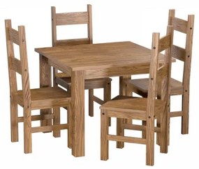 Jídelní set stůl 92x92 + 4 židle dub antik EL DORADO