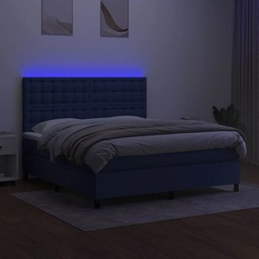 Box spring postel s matrací a LED modrá 160x200 cm textil 3135211