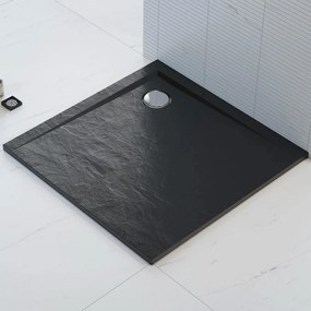 Polimat Čtvercová sprchová vanička z minerálního kompozitu Perrito SQ 80x80 (90x90) Barva: Černá - kamenná struktura, Rozměry (cm): 80x80