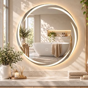 HOMCOM kulaté LED koupelnové zrcadlo Ø 60 cm, stmívatelné