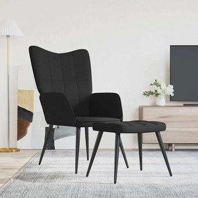 Relaxační židle se stoličkou černá textil 327958