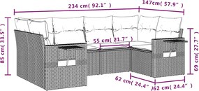 6dílná zahradní sedací souprava s poduškami černá polyratan 3252912