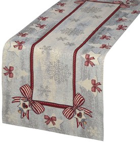 VÁNOČNÍ GOBELÍNOVÝ BĚHOUN NA STŮL BOW 40X100 CM VZOROVANÁ