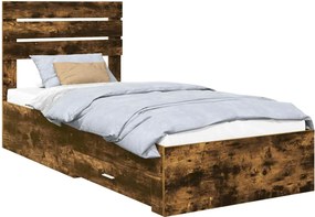 Rám postele s čelo Kouřový dub 100 x 200 cm Kompozitní dřevo 3411679