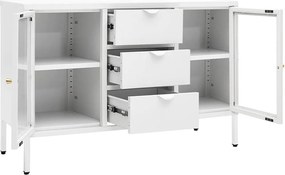 Příborník bílý 105 x 35 x 70 cm ocel a tvrzené sklo 336077