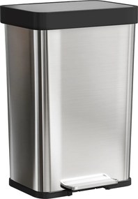 odpadkový koš 60 l s nožním pedálem, nerezový odpadkový koš s víkem s měkkým zavíráním, stříbrná barva
