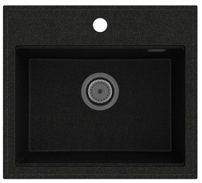 Gamma Modern 5055, 1-komorový granitový dřez 560x500x210 mm, černá se zlatými body, GMA-ZM-55-GD