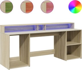 Psací stůl s LED dub sonoma 200 x 55 x 91 cm kompozitní dřevo 3309440