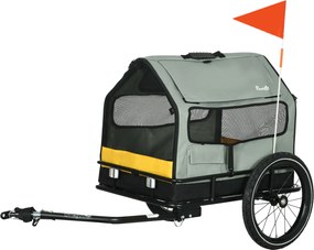 Přívěs pro psy PawHut 3 v 1, přívěs na kolo s odrazkami pro malé psy do 10 kg, Oxford Grey |
