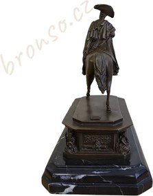 Pruský král Fridrich II. – „Starý Fricek“ s koněm, bronzová socha, historická umělecká dekorace