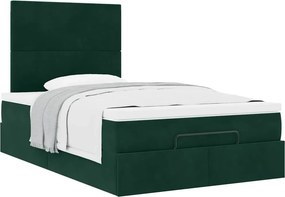 Osmanský rám postele s matracemi tmavě zelené 120x190 cm samet 3313388