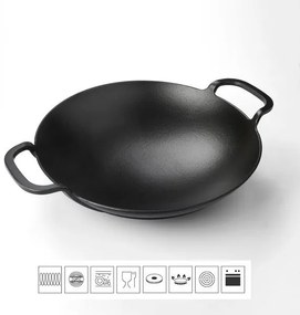 Pánev lava metal litinová pánev "wok" 38 cm