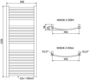Mexen Helios, elektrické topné těleso 1200 x 500 mm, 600 W, zlatá lesklá, W103-1200-500-2600-50