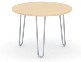 Kulatý konferenční stůl SPIDER, průměr 600 mm, šedo-stříbrná podnož, deska buk