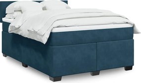 Box spring postel s matrací modrá 140 x 200 cm samet 3288628