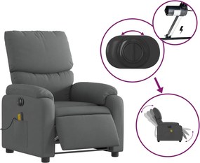 Elektrické masážní polohovací křeslo tmavě šedé textil 3204813