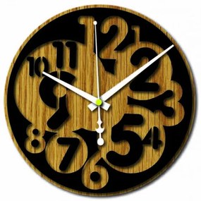 Sentop - Moderní nástěnné hodiny čísla HDKF019 MDF dub - černé I SENTOP HDKF019 HDF