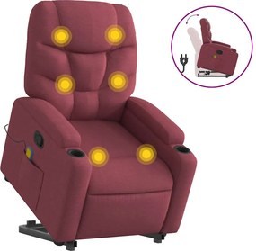 Zvedací masážní polohovací křeslo vínové textil 3204611