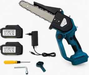 Akumulátorová 8" ruční mini pilka NAKIDA HT-6602-2 s olejovým mazáním + 2x baterie + 2x řetěz + kufr