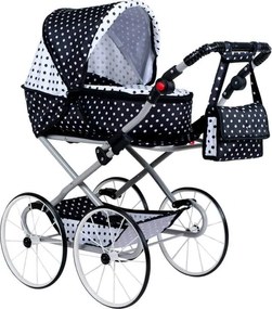 Dětský Retro kočárek pro panenky 2v1 New Baby Natálka bílo-černý
