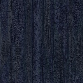 Tmavě modrá vliesová tapeta, imitace dřeva 347532, Matières - Wood, Origin