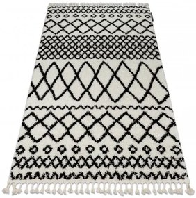 koberec BERBER SAFI N9040, bílo černý střapce, Maroko Shaggy velikost 200x290 cm | krásné koberce cz
