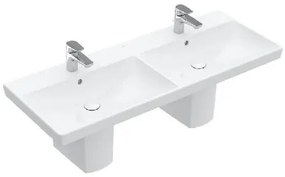 Villeroy & Boch Avento - Dvojumyvadlo nábytkové 1200x470 mm, s přepadem, 2 otvory pro baterii, alpská bílá 4A23CK01