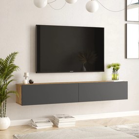 KALUNE DESIGN dřevěný TV stolek FRAM šedý 29,6x180 cm 956LCS1612