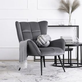 Designové křeslo Viborg ušák šedá velur