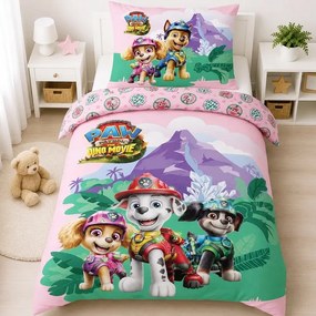 Bavlněné ložní povlečení Tlapková patrola – Paw Patrol - Pod Dinosauří skálou - 100% bavlna Renforcé - 70x90 cm + 140x200 cm