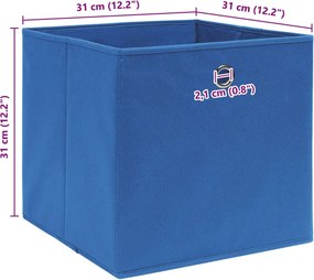 Úložné boxy 4 ks modré 32 x 32 x 32 cm textil 288337