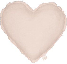 Lněný polštář srdce pudrově růžová 44cm
