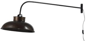 Tmavě hnědá nástěnná kovová retro lampa s patinou - 100*36,5*45 cm