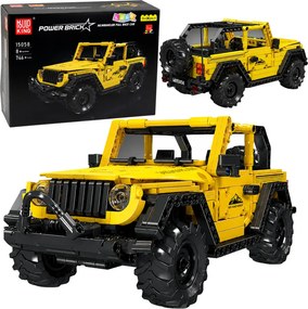 LEAN Toys Stavebnicové kostky – terénní auto Wrangler, žluté, 746 dílů