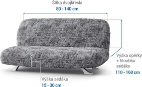 Bielastické potahy MARMO šedé dvojkřeslo s dřevěnými rukojeťmi (š. 80 -140 cm)
