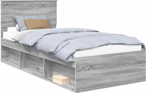 Rám postele s čelo Šedá Sonoma 90 x 190 cm Masivní borové dřevo 3410659