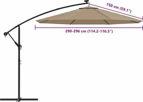 vidaXL Náhradní potah na konzolový slunečník 300 cm [313804] Barva: antracitová
