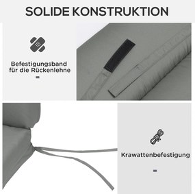 Polštář na lehátko Outsunny Polštář na zahradní lehátko polyester tmavě šedý 196 x 55 x 8 cm | Aosom