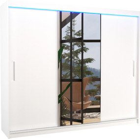ADRK Furniture Posuvná skříň se zrcadlem a LED osvětlením DENIS 250 SW-DEN-W-250+L-V362