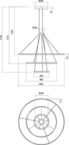 Světla a lustry REDO GROUP Redo ORBIT lustr na lanku 01-2482/LED 151W/120 cm/4000K/bronz Stmívání: Triac
