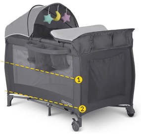Ricokids Cestovní postýlka 125 x 65 x 78 cm RK-242 antracitová